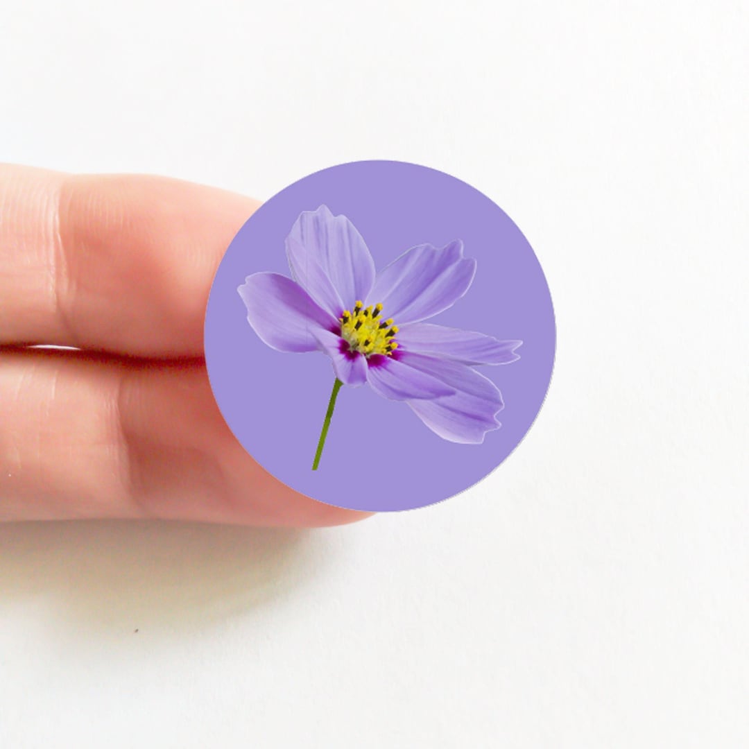 Purple Cosmos Stickers Planner Flower, Purple Flower Sticker Sheets ...