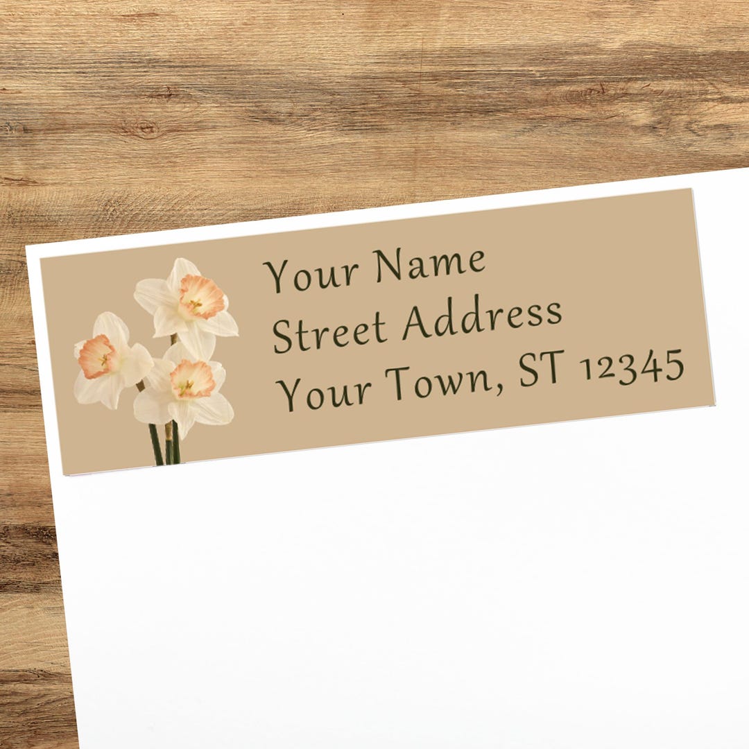 Daffodil Floral Return Address Labels With Flowers, Personalized ...