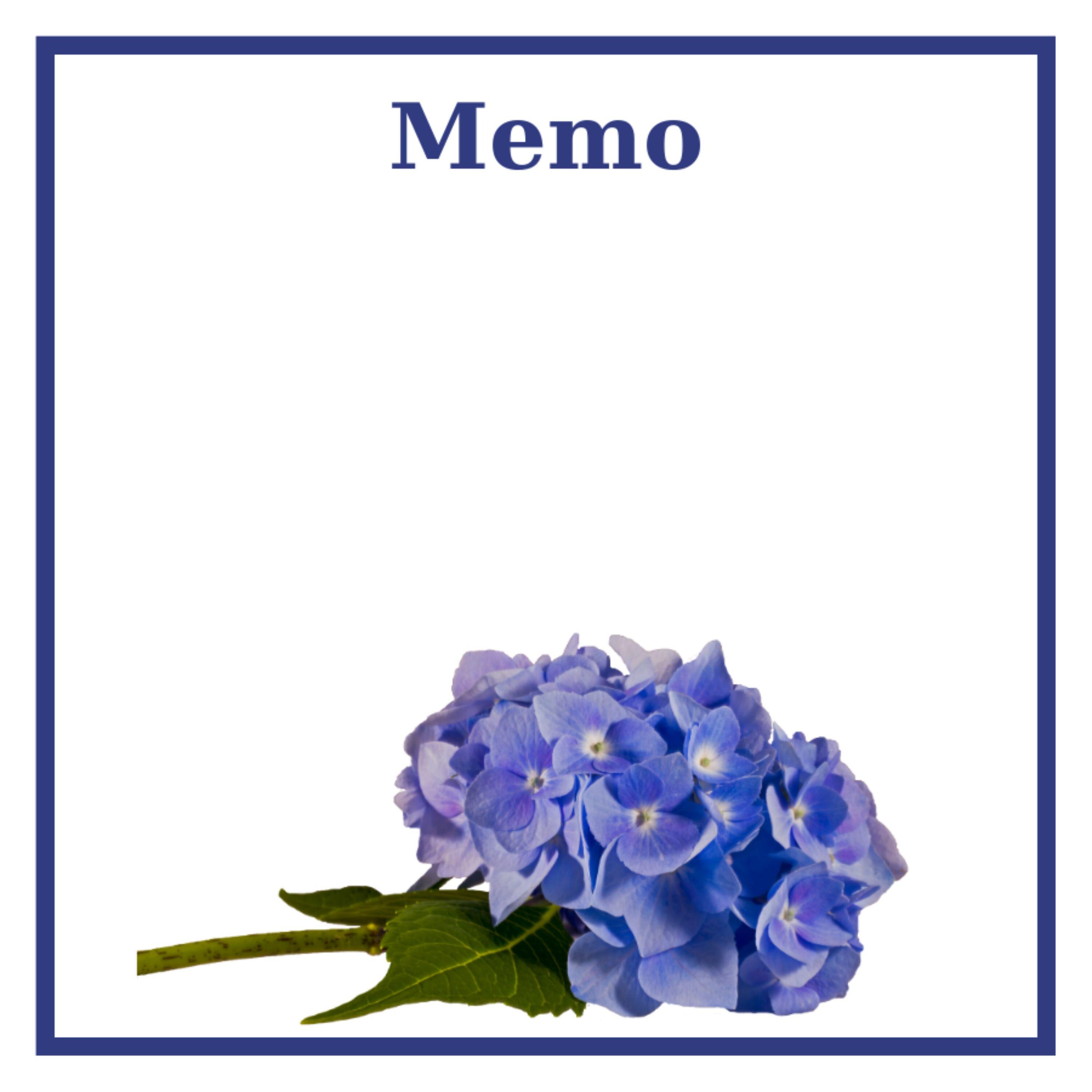 Blue Hydrangea Printable Memo Pad Templates, Floral Memo Sheet Bundle ...