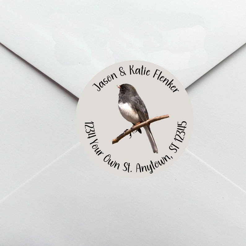 Junco Bird Return Address Labels Personalized, Round Address Labels ...
