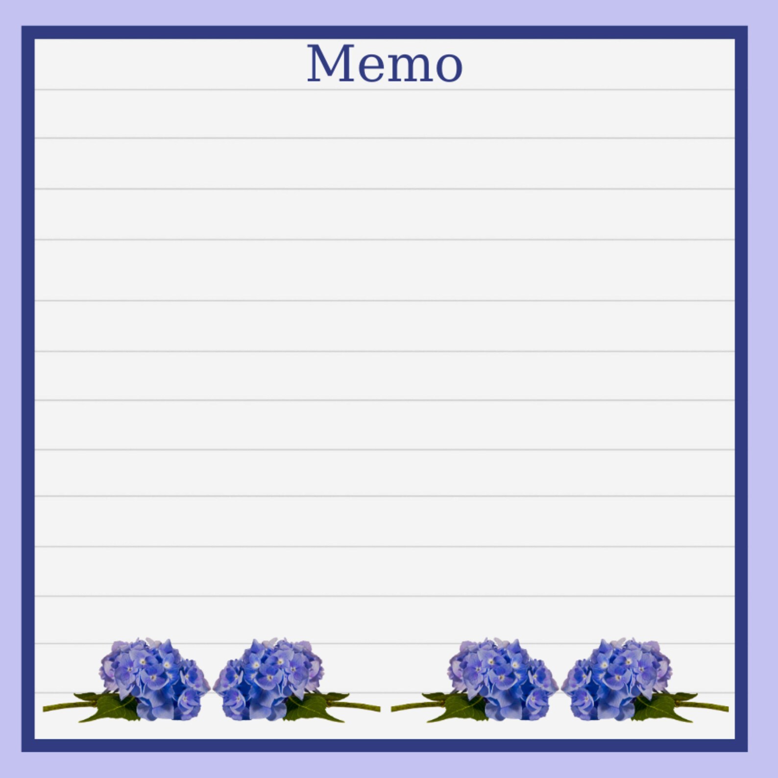 Blue Hydrangea Printable Memo Pad Templates, Floral Memo Sheet Bundle ...