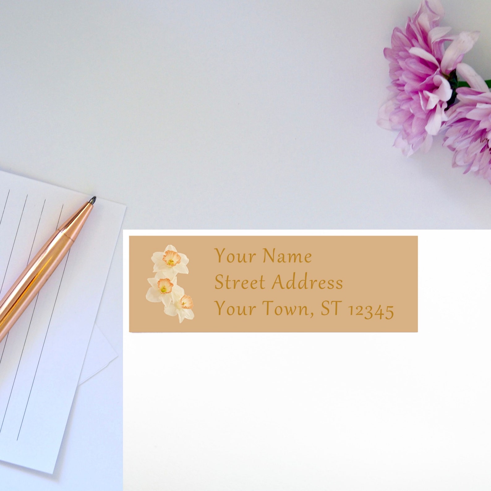 Spring Daffodil Address Labels, Customized Name and Address Stickers ...
