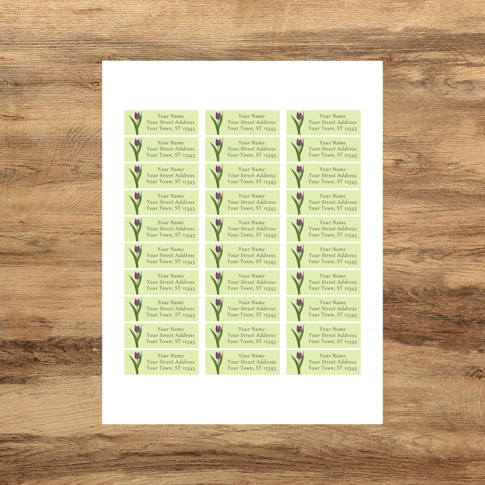 Custom Purple Tulip Correspondence Accessories, Set of 30 Vinyl Return ...