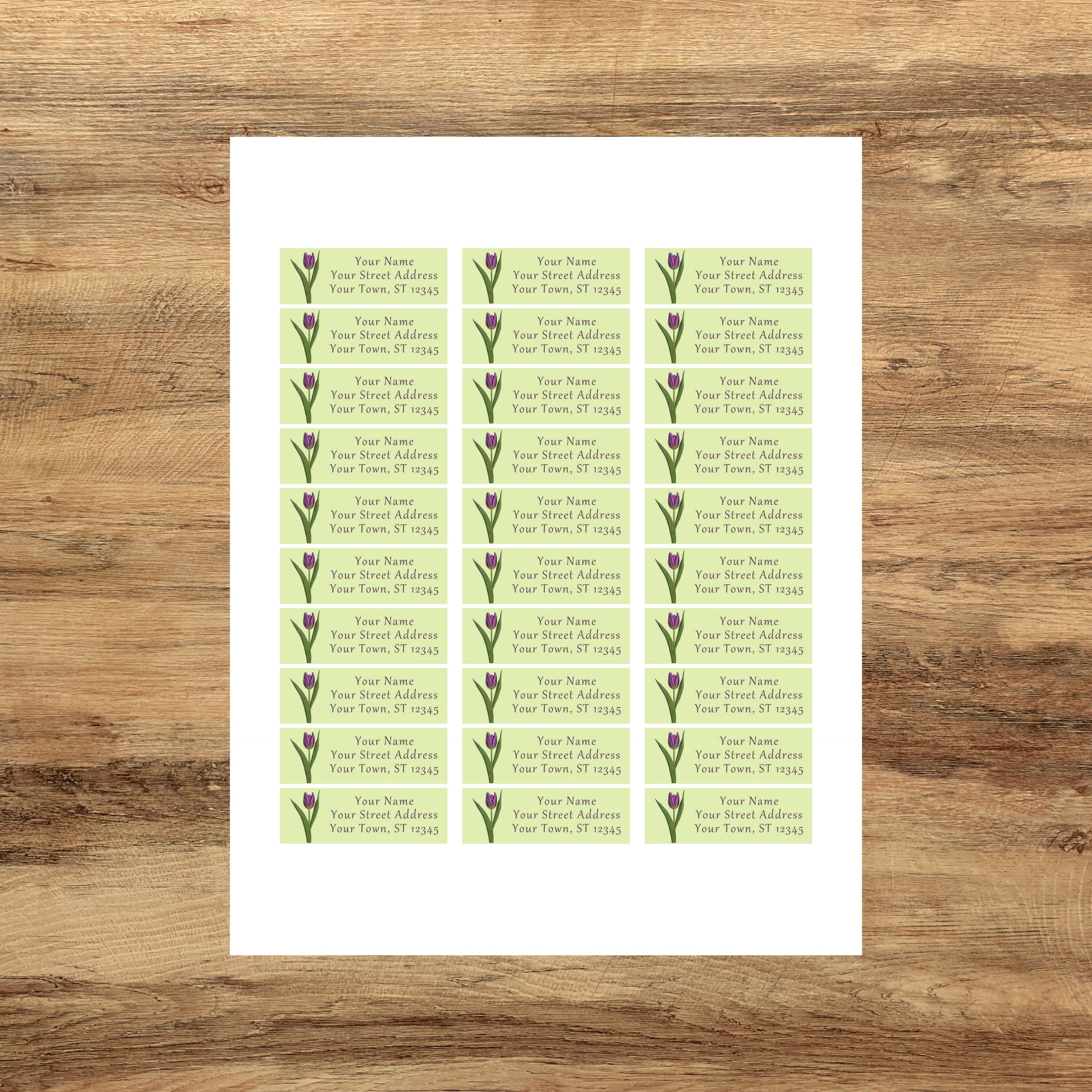 Purple Tulip Address Labels Stickers, Personalized Mailing Labels ...