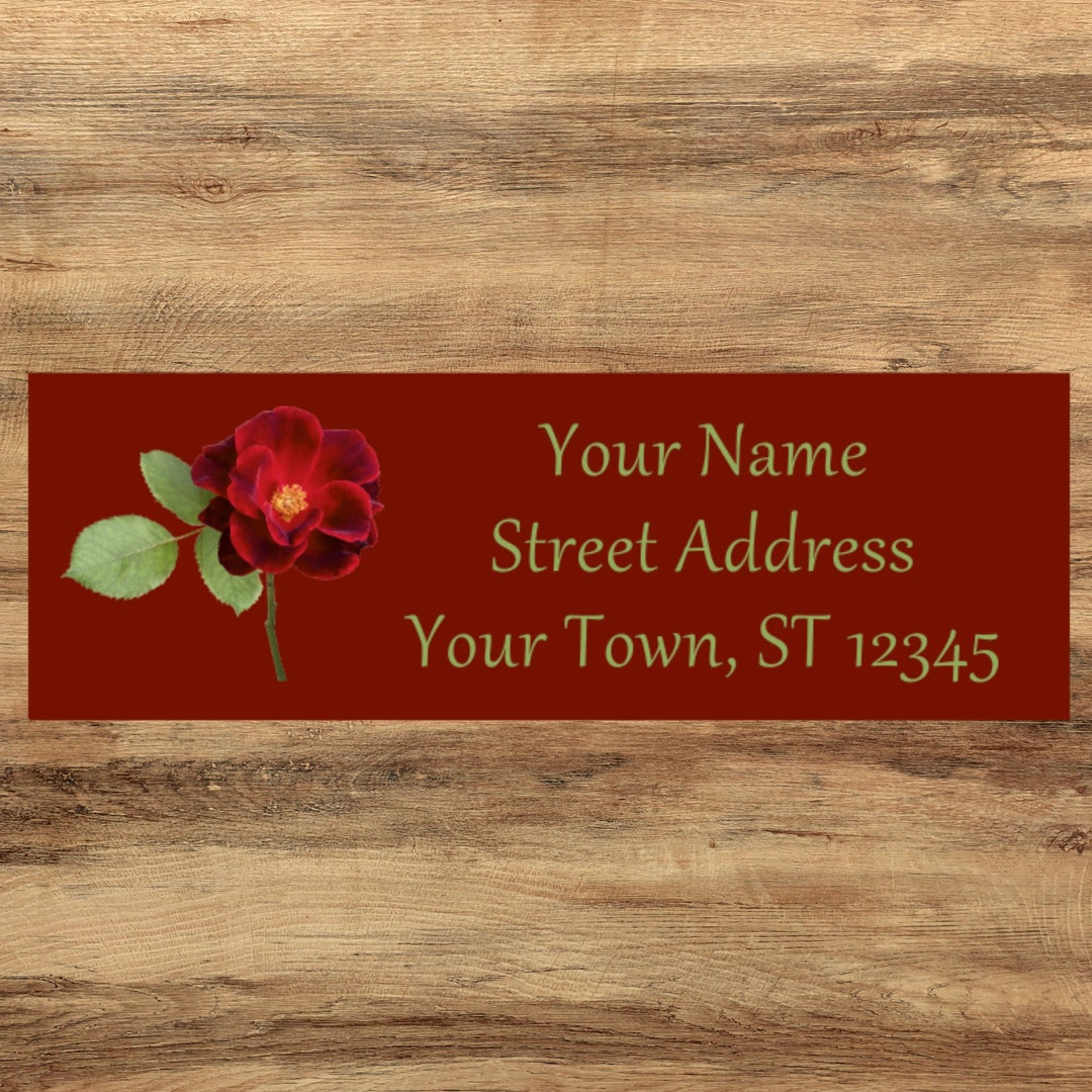 Red Rose Address Label, Colorful Flower Address Labels, Sheet of 30 ...