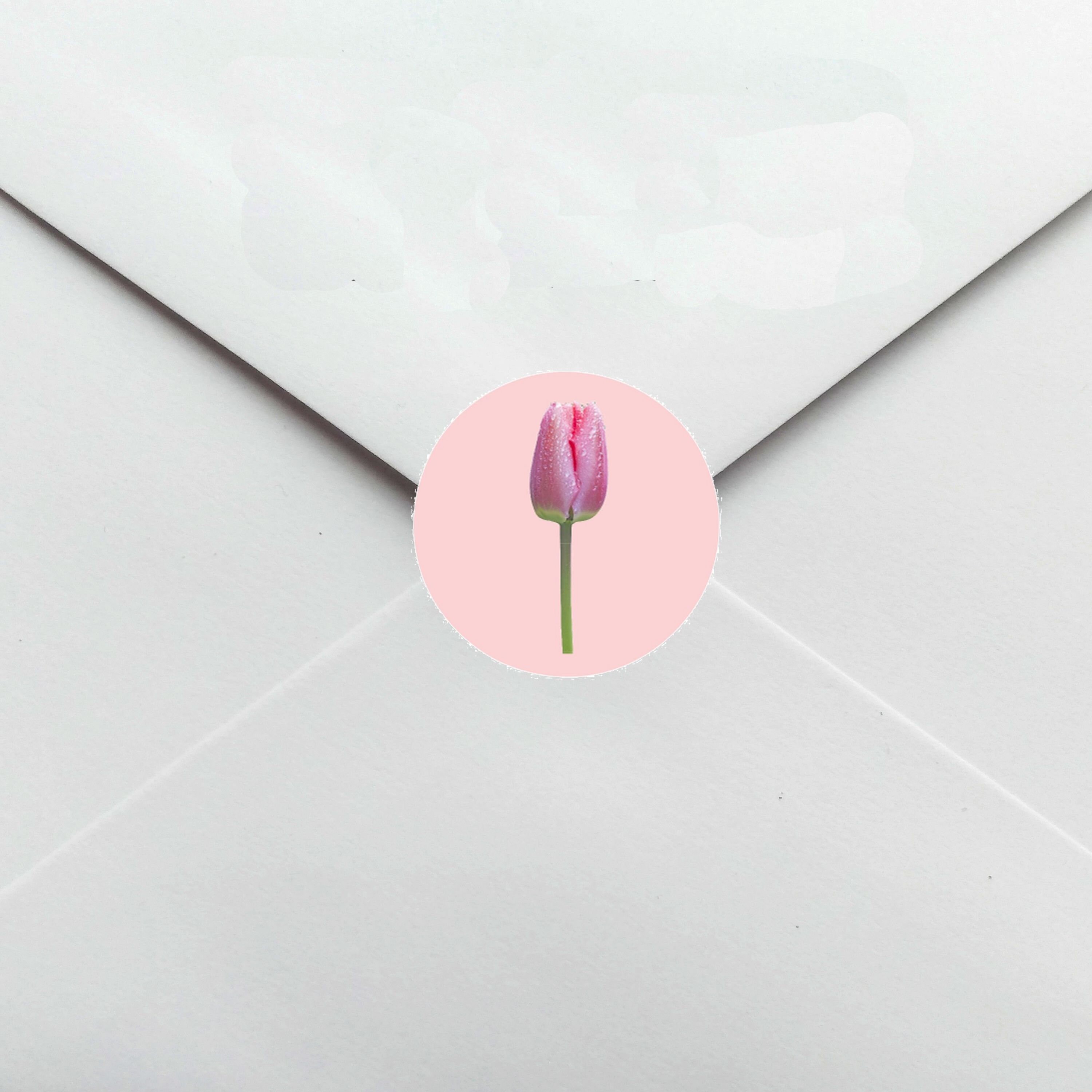 Pink Tulip Envelope Seal Sticker, 1 Inch Circle Stickers Set, Round ...