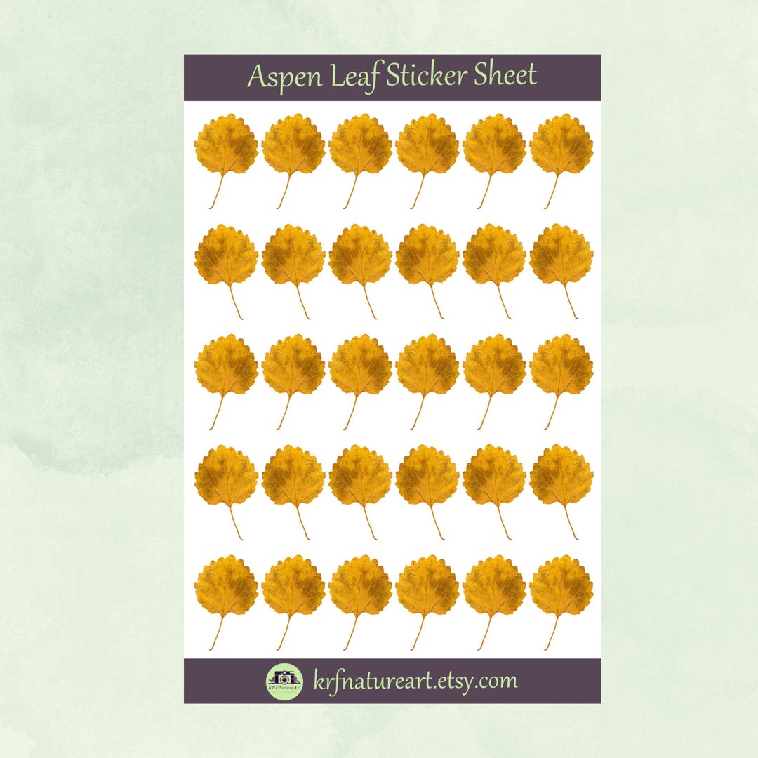 Vinyl Aspen Leaf Stickers Sheet, 1 Inch Fall Planner Stickers, Autumn ...