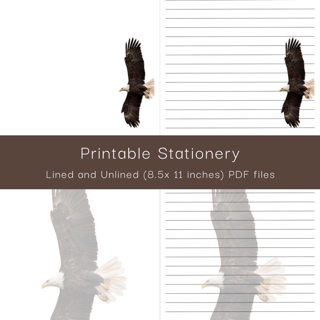 Eagle Stationery Digital Paper Animal Theme, Wildlife Digital Journal ...