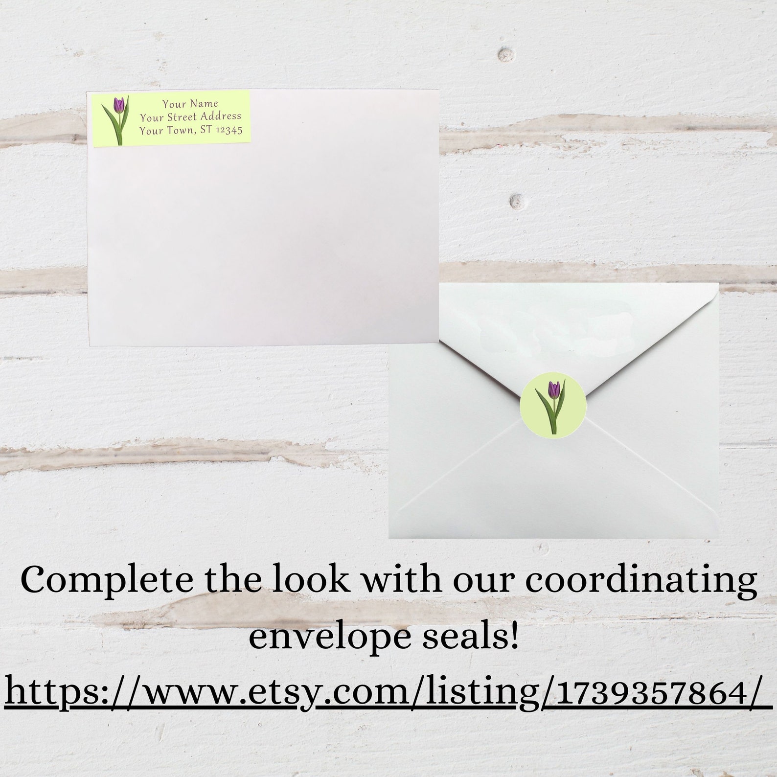 Custom Purple Tulip Correspondence Accessories, Set of 30 Vinyl Return ...