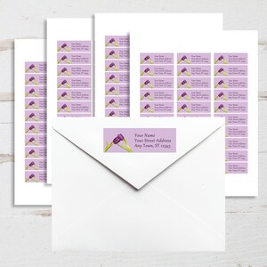 Personalized Purple Floral Address Stickers, Custom Vinyl Address ...