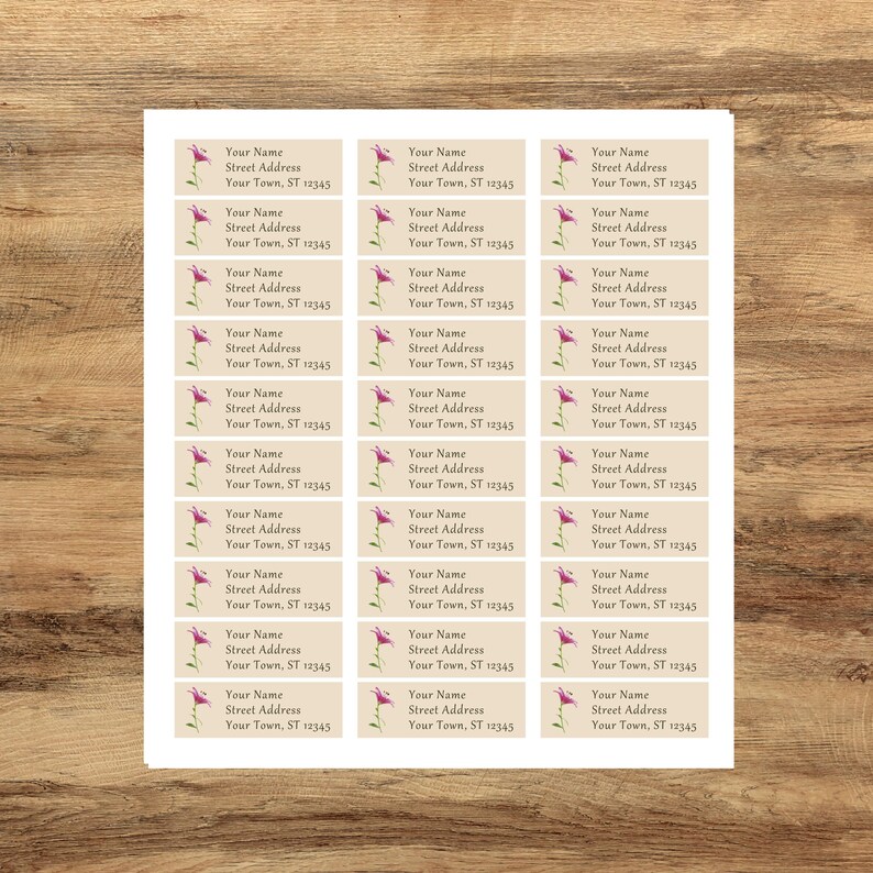 Pink Lily Flower Mailing Envelope Stickers Set of 30, Pink Floral ...
