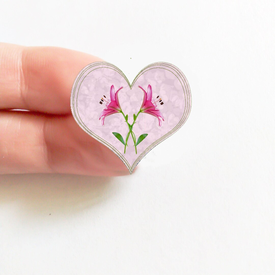 Stargazer Lily Stickers Realistic, Lilly Sticker Vinyl, Heart Sticker ...