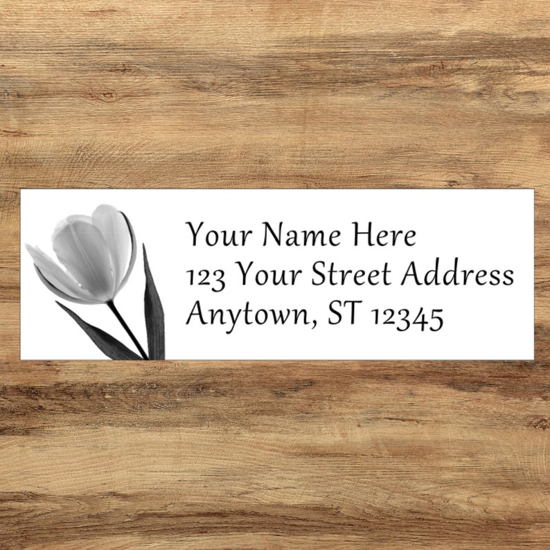 Set of 30 Custom Return Address Labels, Personalized White Floral ...
