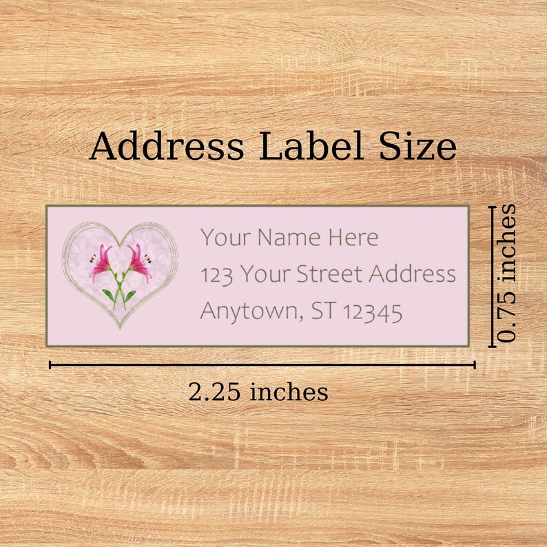 Pink Lily Valentine Return Address Labels, Heart Return Address Labels ...