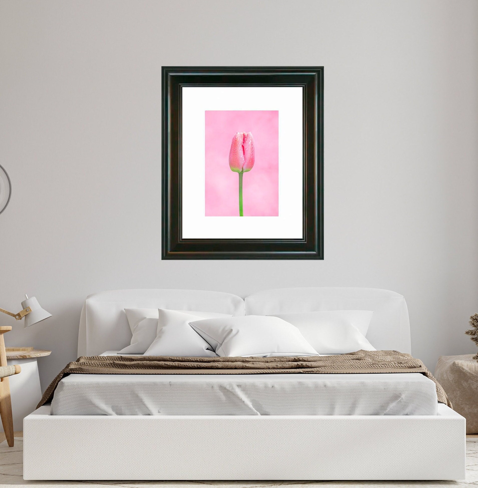 Pink Tulip Printable Wall Art, Light Pink Flower Print Tulip Digital Download Flower Photo ...