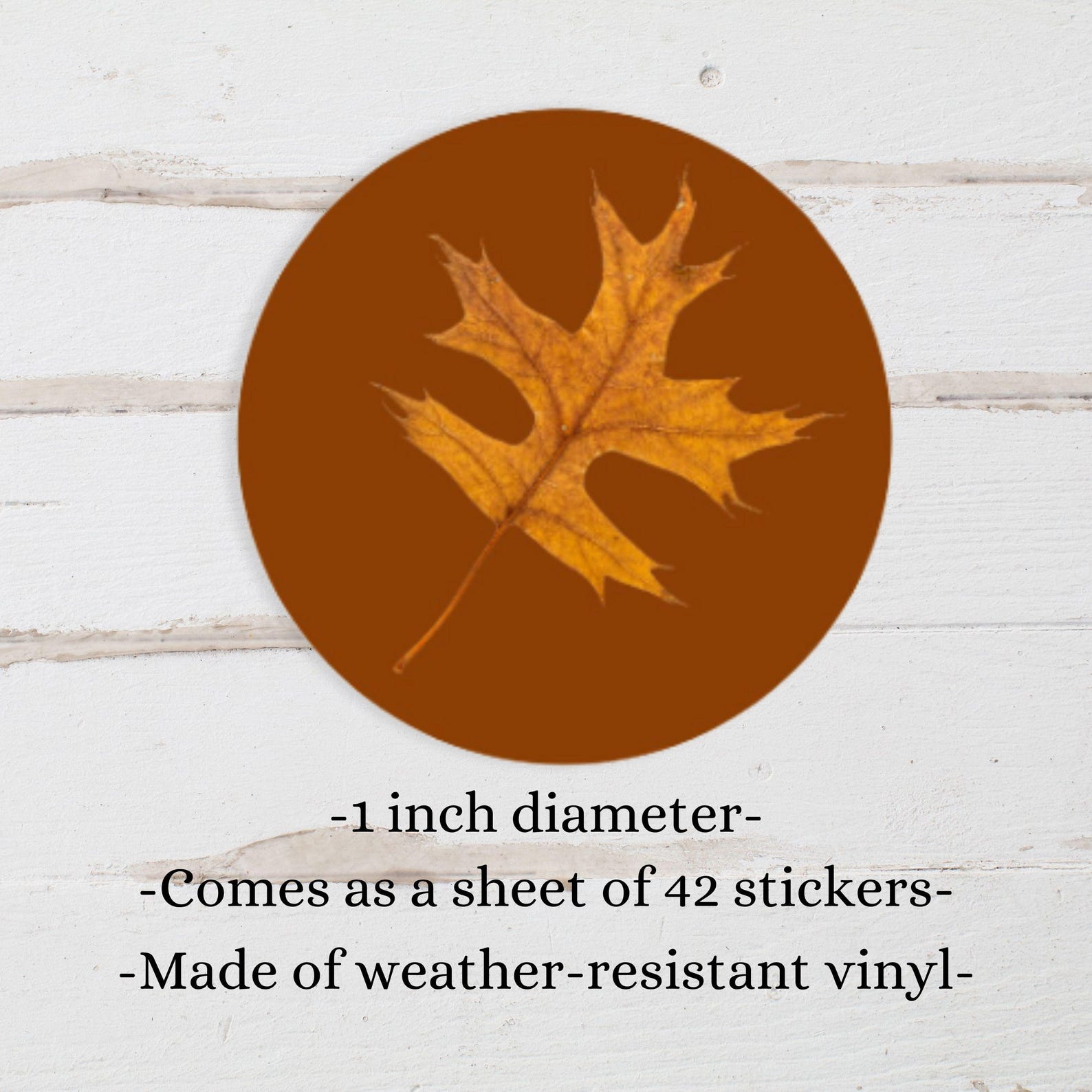 Oak Leaf Sticker Sheet, Fall Planner Stickers, 1 Inch Autumn Stickers ...