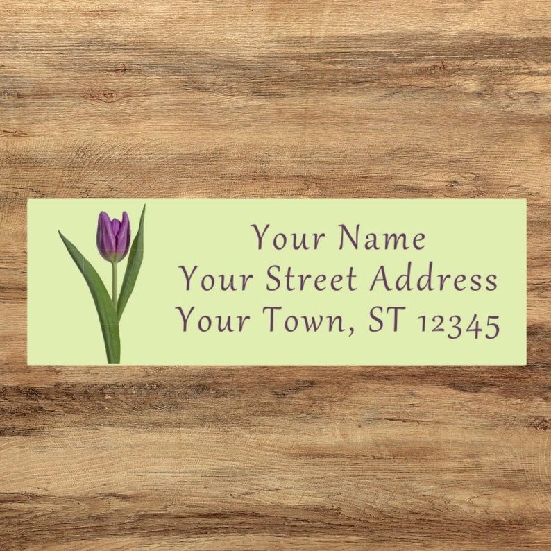 Custom Purple Tulip Correspondence Accessories, Set of 30 Vinyl Return ...