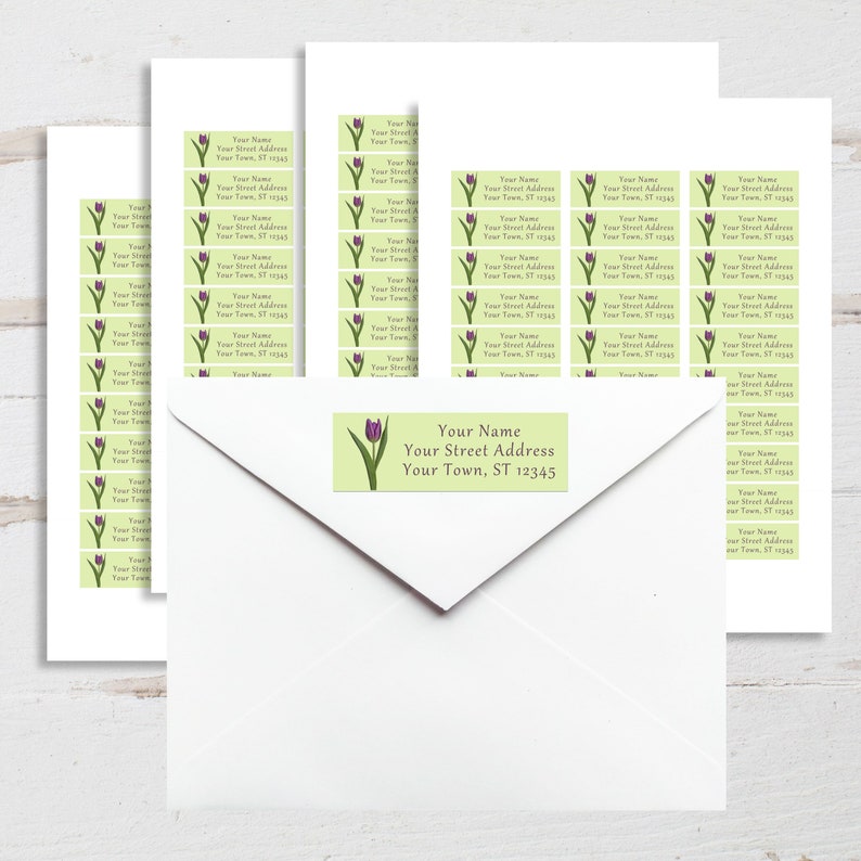 Custom Purple Tulip Correspondence Accessories, Set of 30 Vinyl Return ...