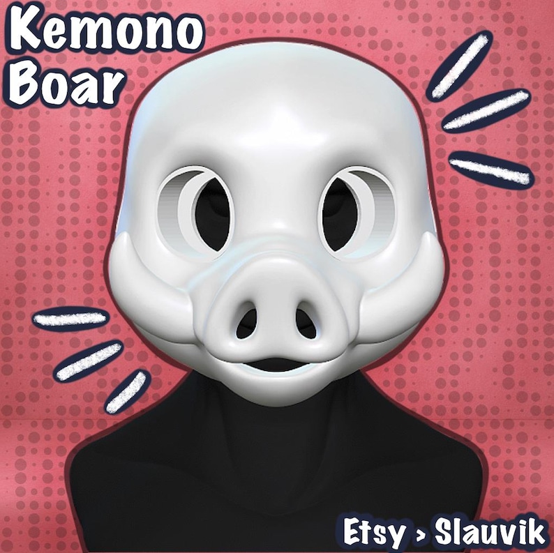 Kemono Boar Fursuit Head Base, 3D Printed PLA, Customizable HQ Base for ...