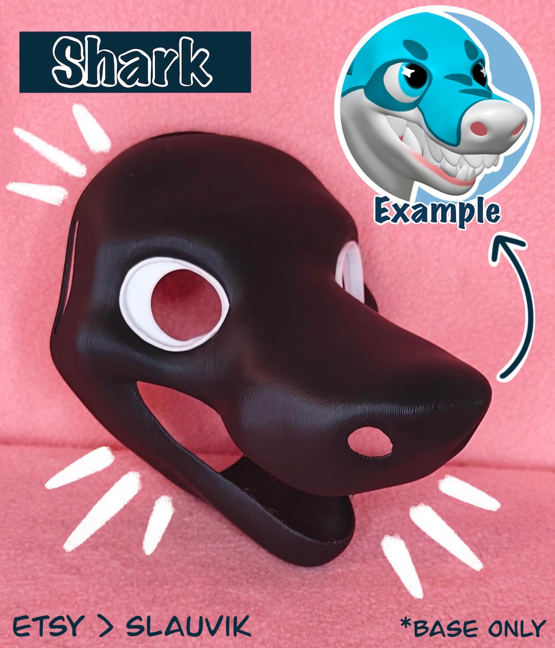 Shark Fursuit Head Base, 3D Printed DIY Fursuit Blank, Cosplay Shark ...