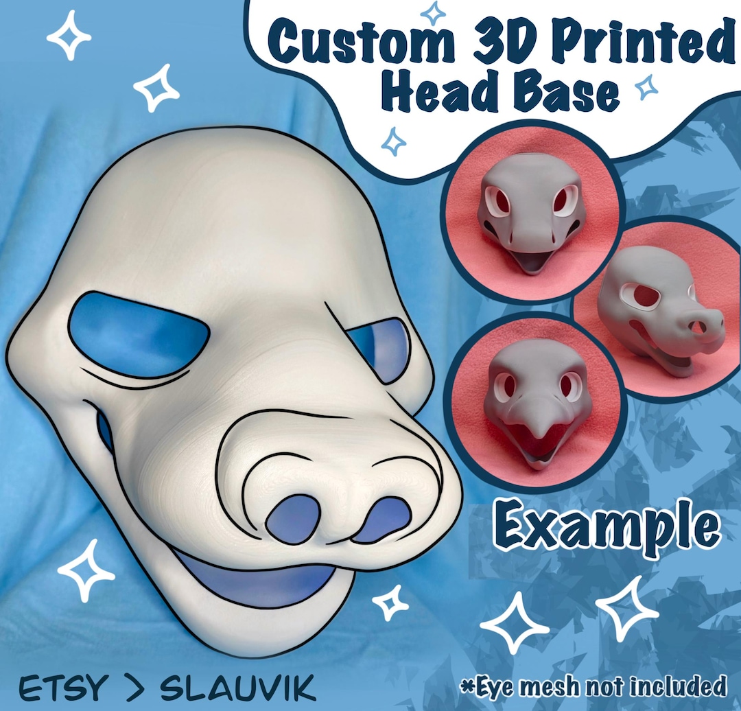 Custom Fursuit Head Base, 3D Printed PLA, Customizable High Quality ...