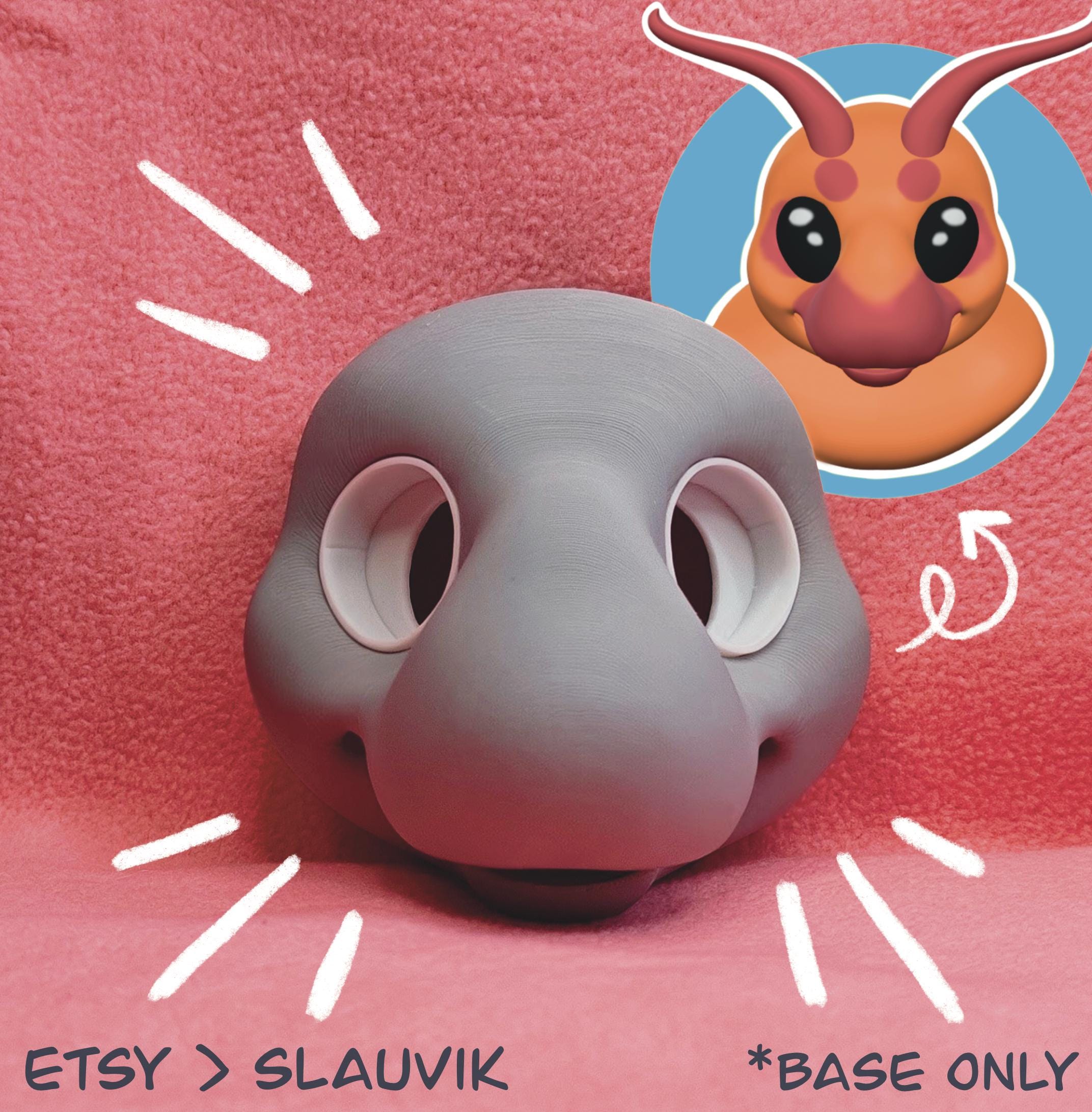 Moth Bug Dragon Fursuit Head Base / 3D Printed in PLA / Customizable ...