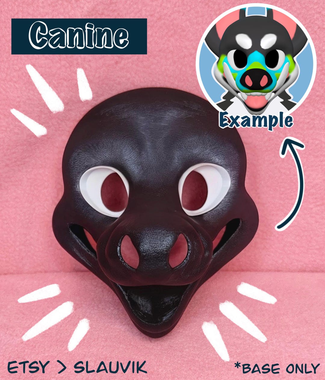 Happy Dog Canine Fursuit Head Base / 3D Printed in PLA / Customizable ...