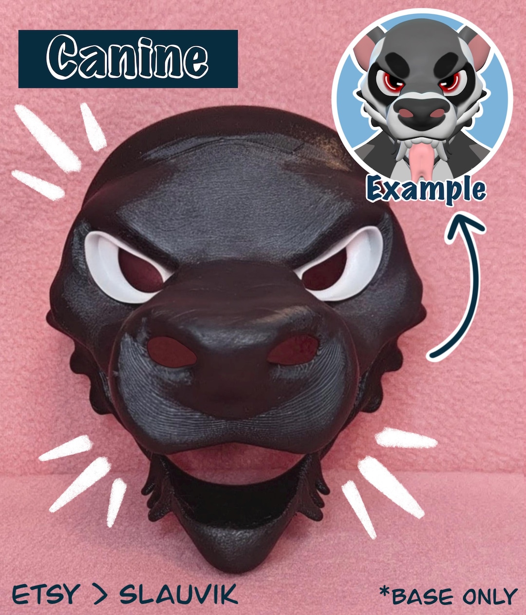 Grumpy Dog Canine Fursuit Head Base V1 / 3D Printed in PLA ...