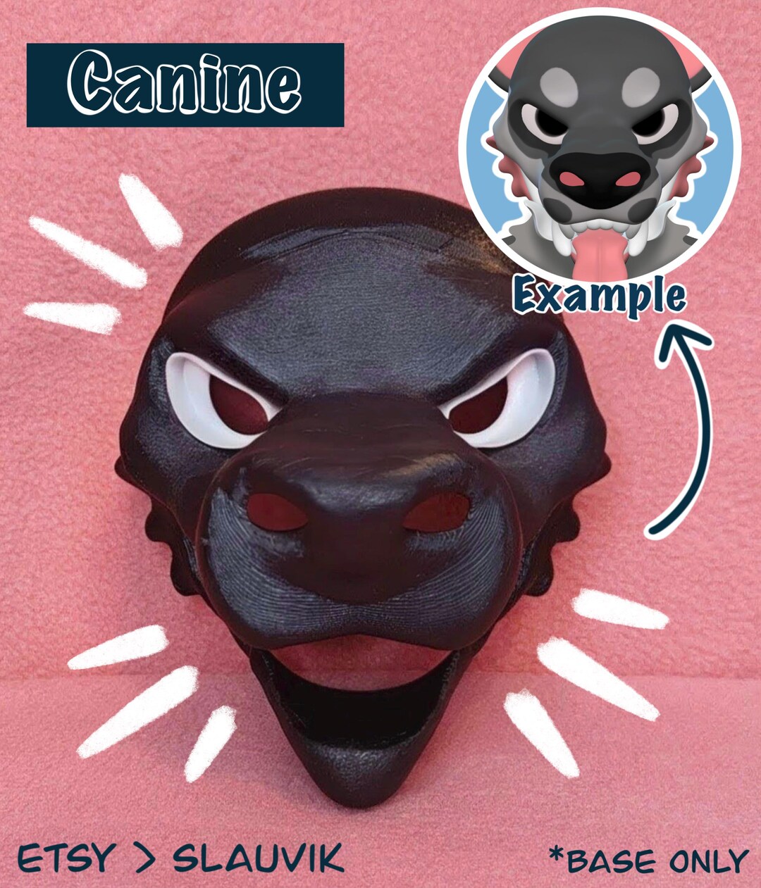 Grumpy Canine V2 Fursuit Head Base, 3D Printed PLA, Customizable HQ ...