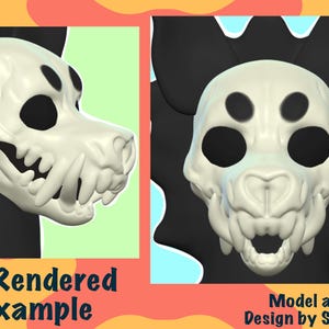 Skull Dog Fursuit Head Base, 3D Printed PLA, Customizable HQ Base for ...