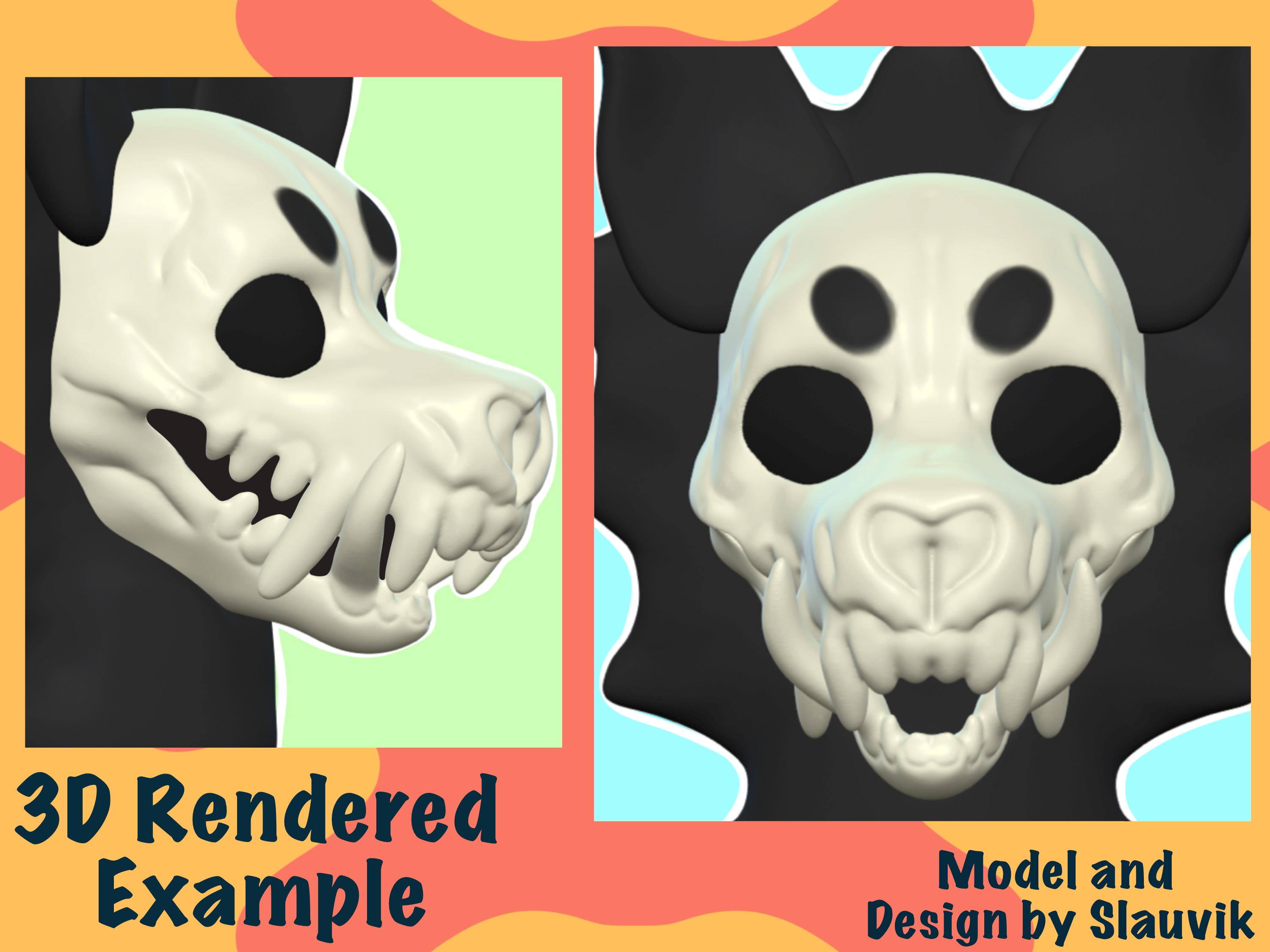 Skull Dog Fursuit Head Base, 3D Printed PLA, Customizable HQ Base for ...