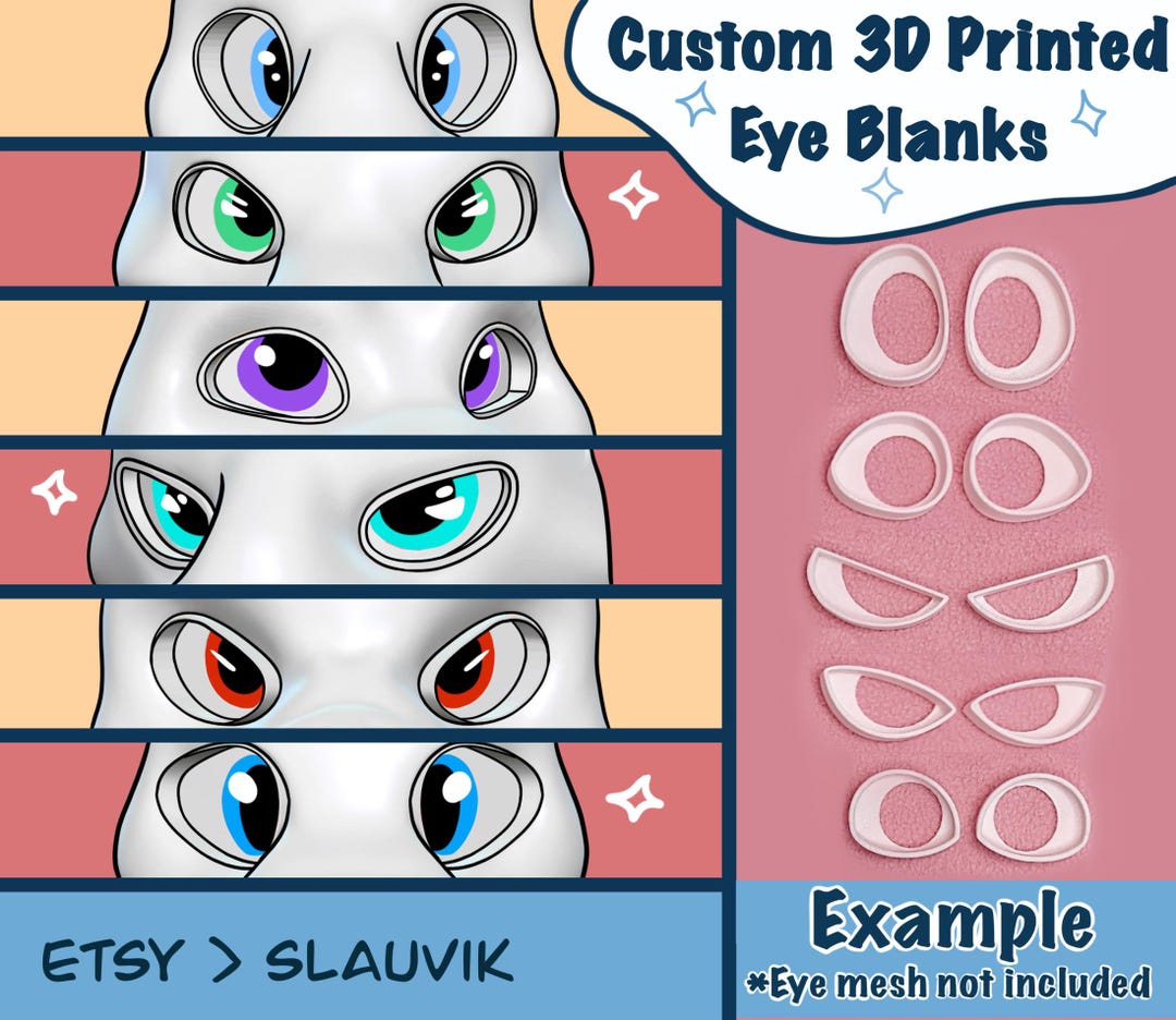 Custom Fursuit Eye Blanks, 3D Printed PLA, Customizable HQ Print for ...