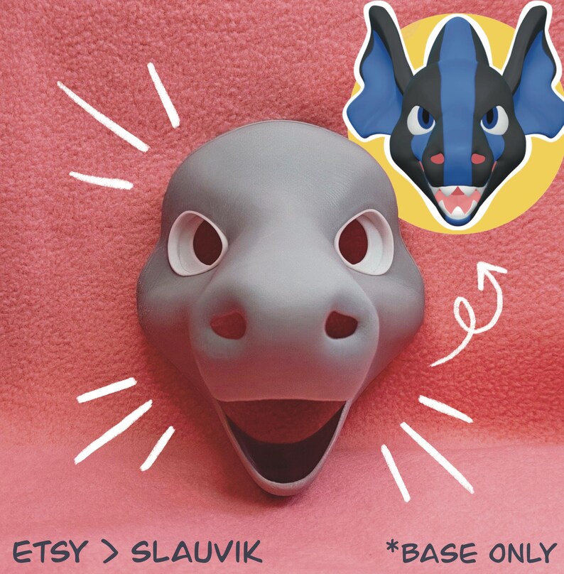 Shark Fursuit Head Base / 3D Printed in PLA / Customizable Options / HQ ...