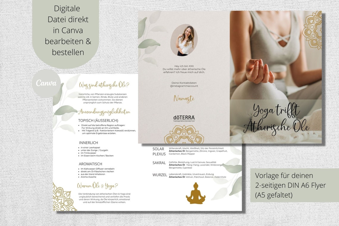 Canva Flyer Design Yoga & Oils | Doterra Flyer Template for New ...