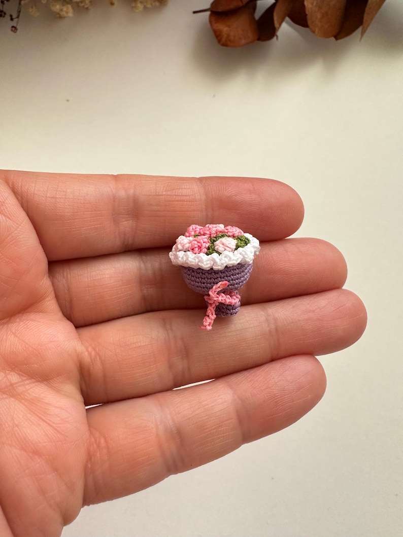 Miniature Handmade Crochet Flower Bouquet - Etsy