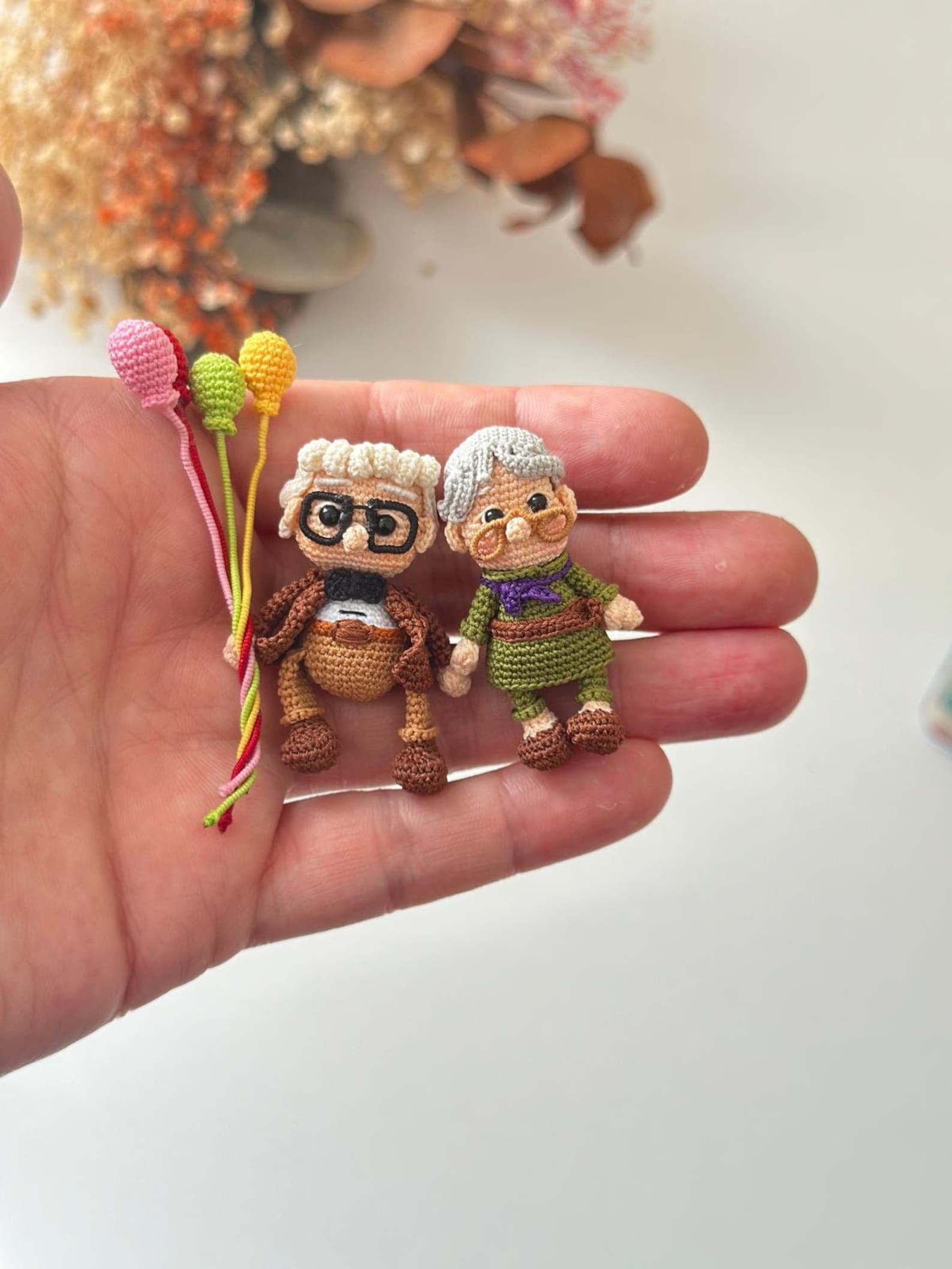 Carl and Ellie Miniature Amigurumi Grandfather Grandmother Micro ...