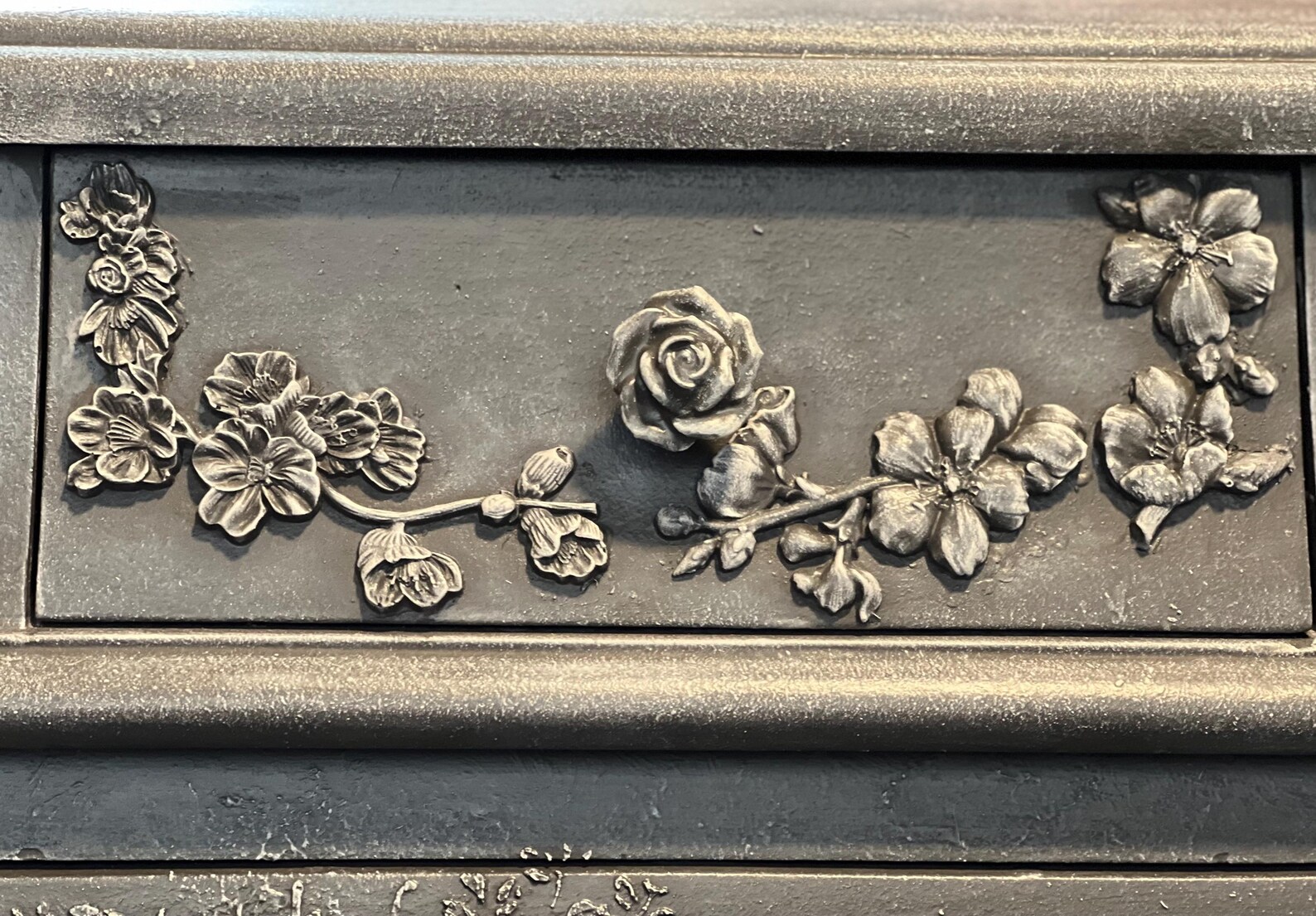 Hand-painted Gray Bombay Chest: Floral Accent French Dresser - Etsy