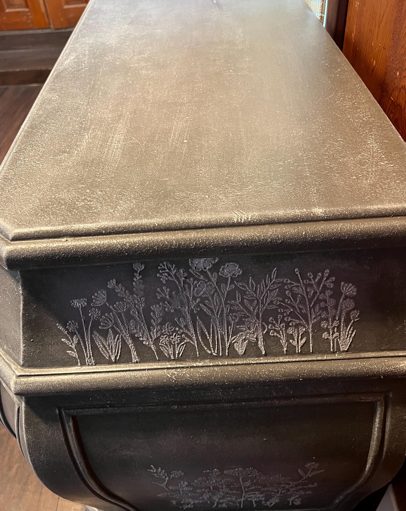 Hand-painted Gray Bombay Chest: Floral Accent French Dresser - Etsy