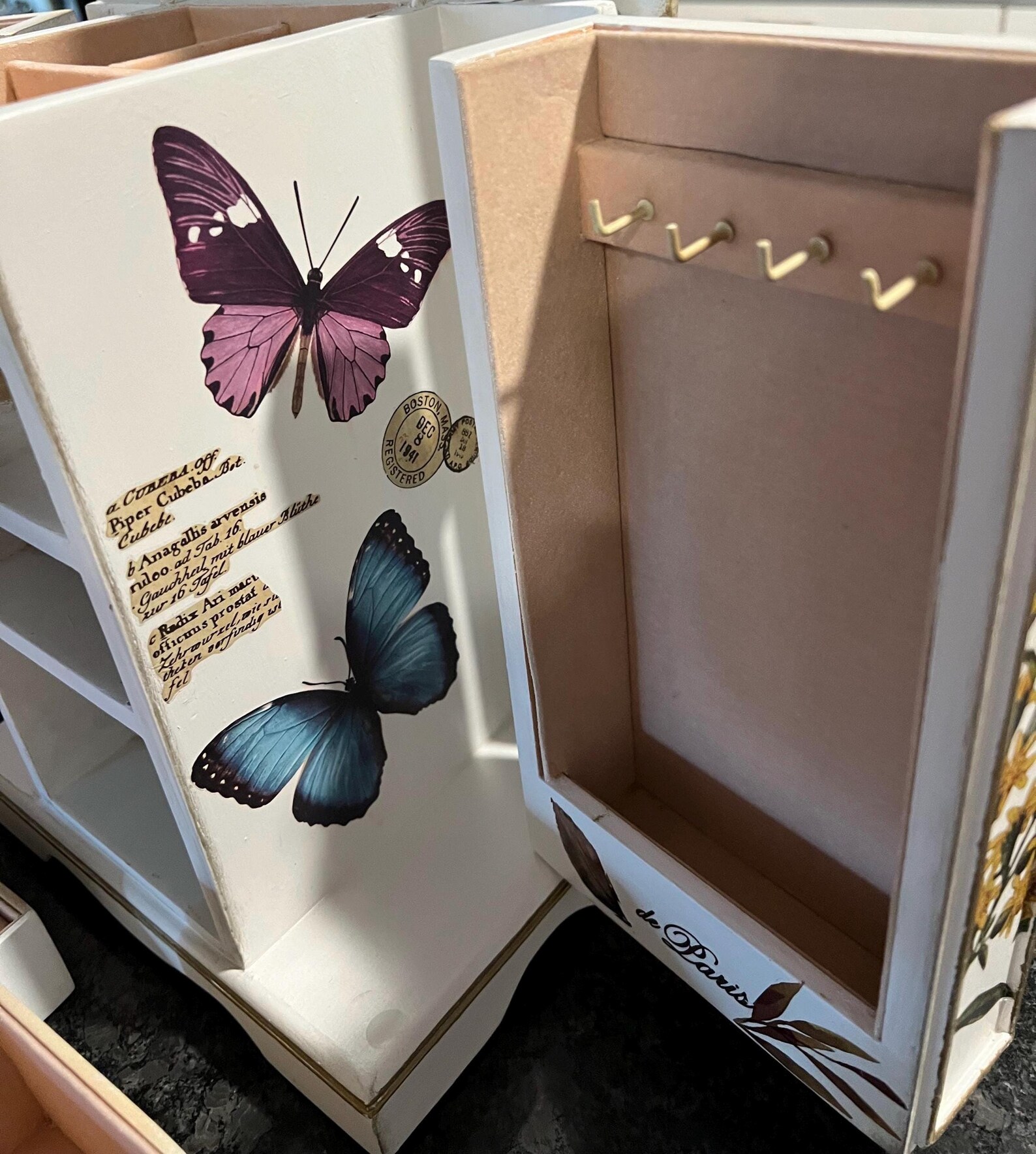 Butterflies and Flowers Jewelry Box / Hand Painted Jewelry Box/ Gift ...