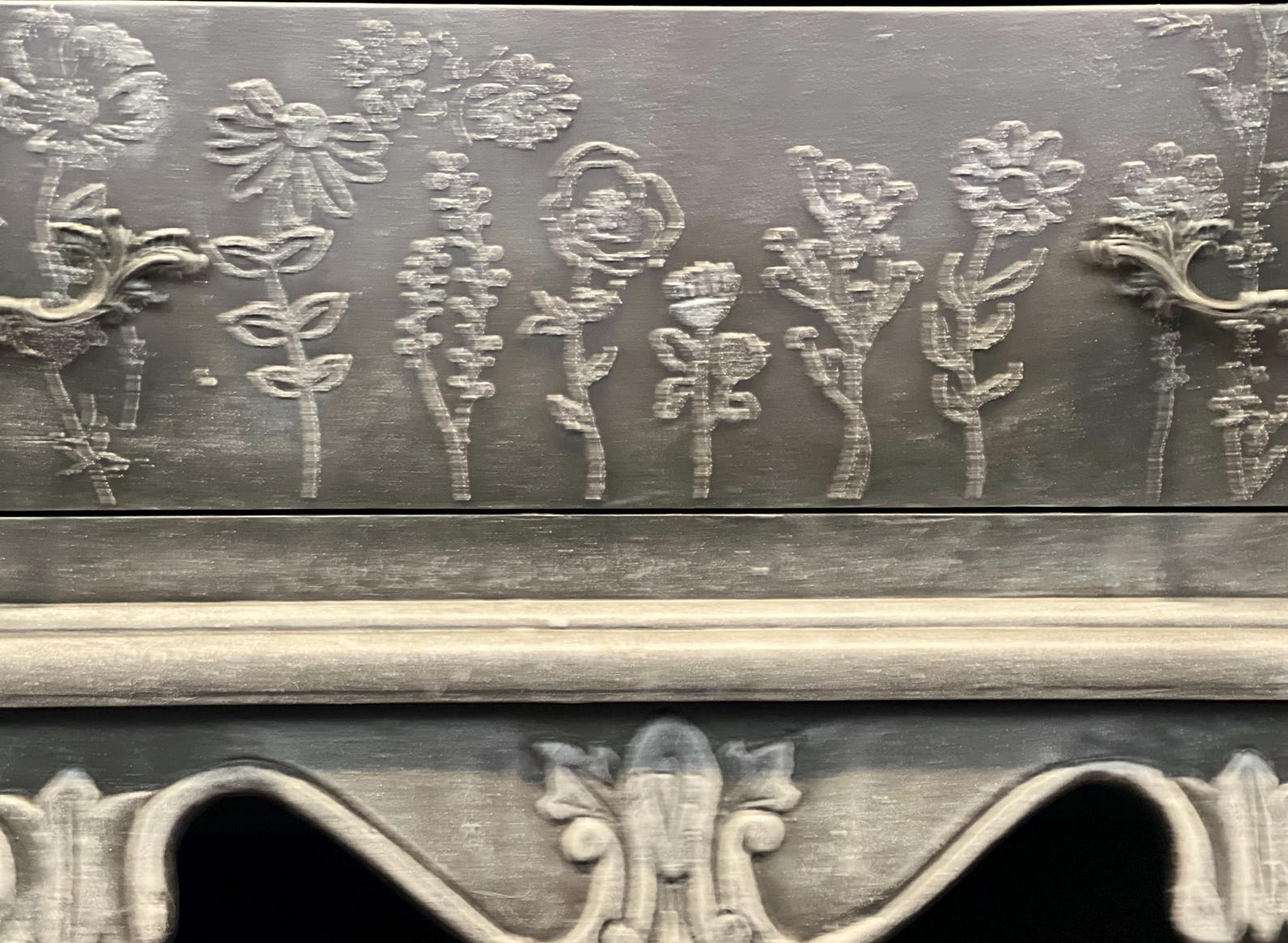 Hand-painted Gray Bombay Chest: Floral Accent French Dresser - Etsy