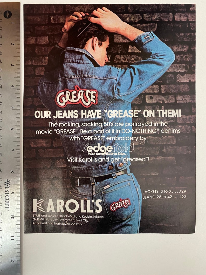 1978 Karoll’s Grease Jeans Original Vintage Print Advertisement ...