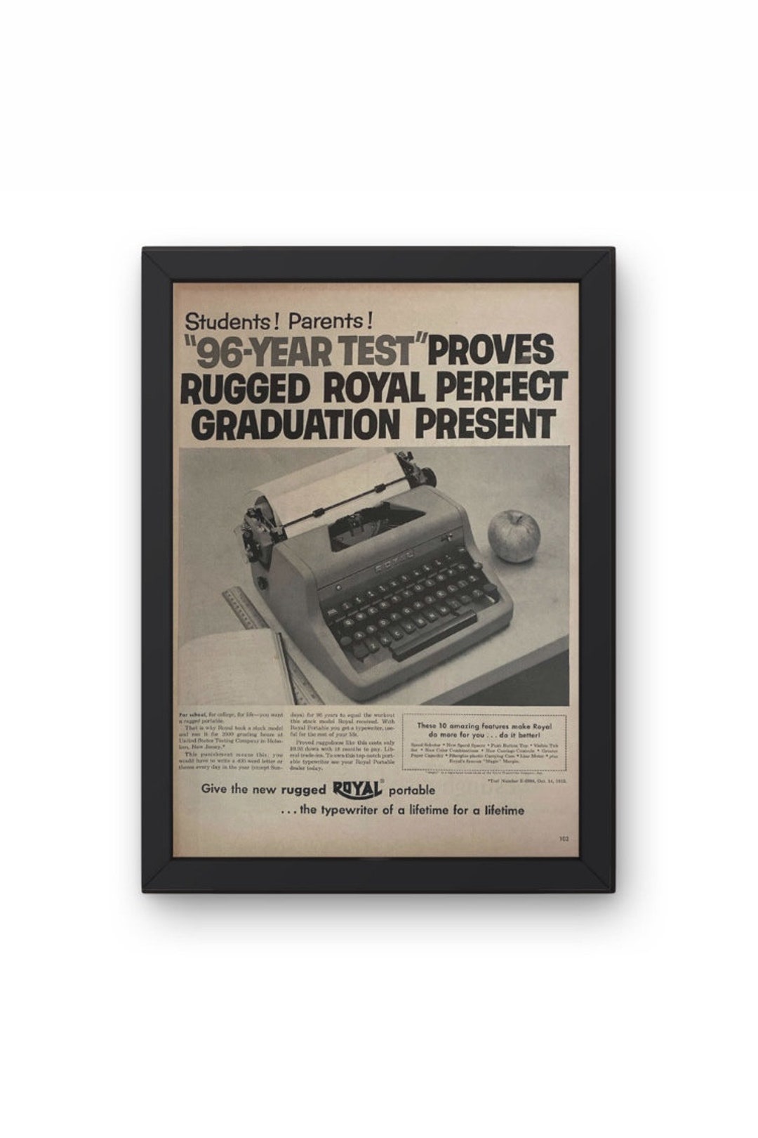 1953 Royal Typewriter Original Vintage Print Advertisement | Magazine ...