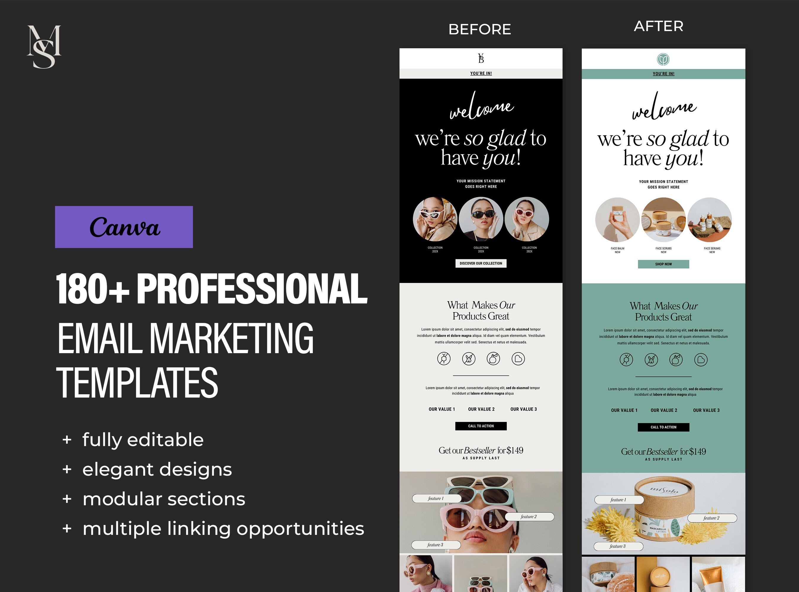 Dark Aesthetic Email Marketing Template Canva, Luxury Email Template ...