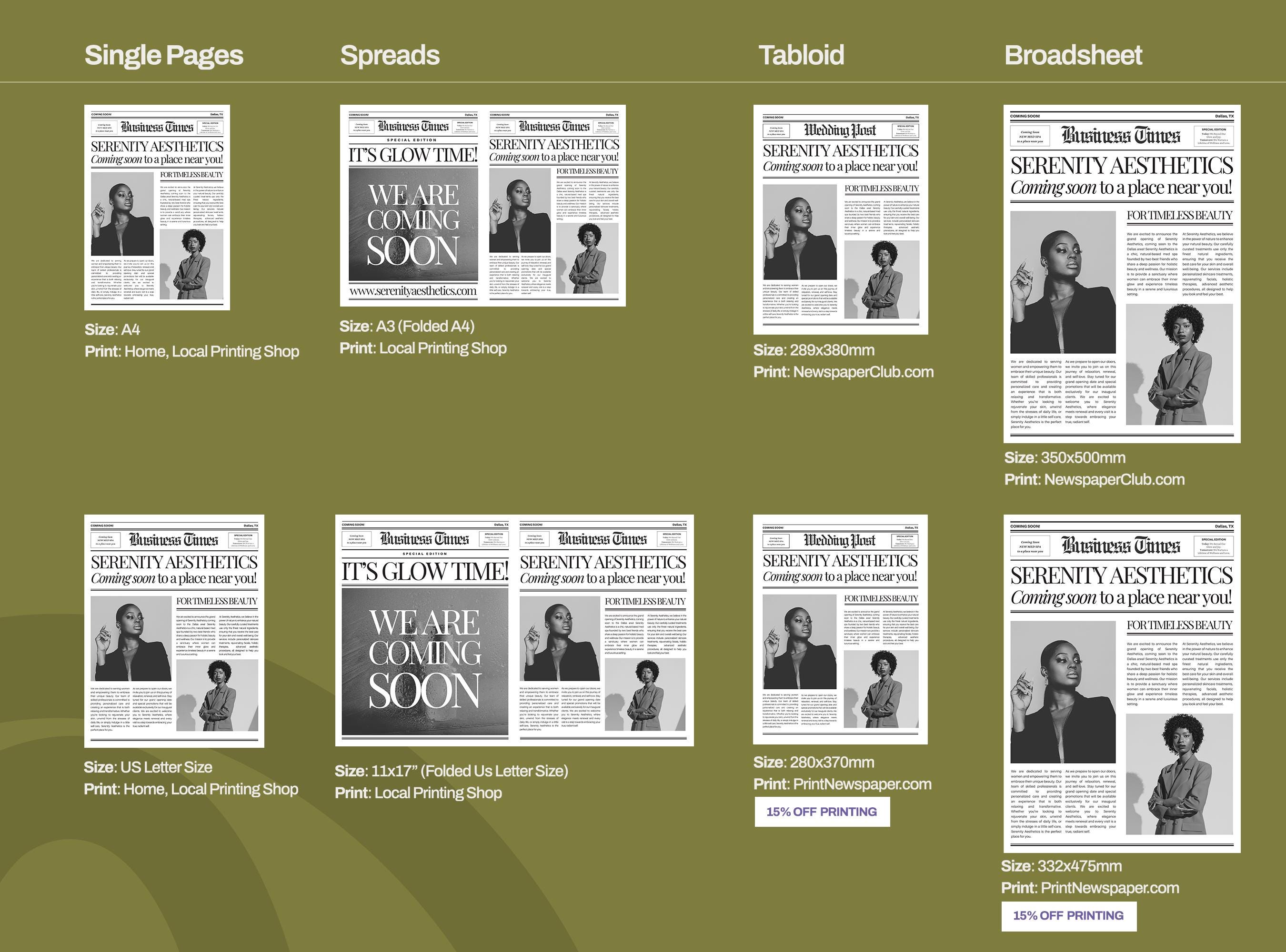 Med Spa Canva Business Newspaper Template, Custom Newspaper for ...