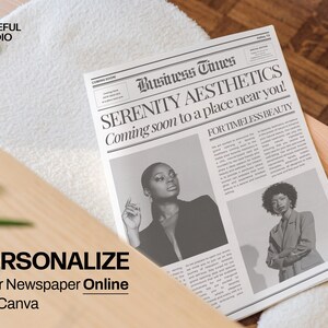 Med Spa Canva Business Newspaper Template, Custom Newspaper for ...