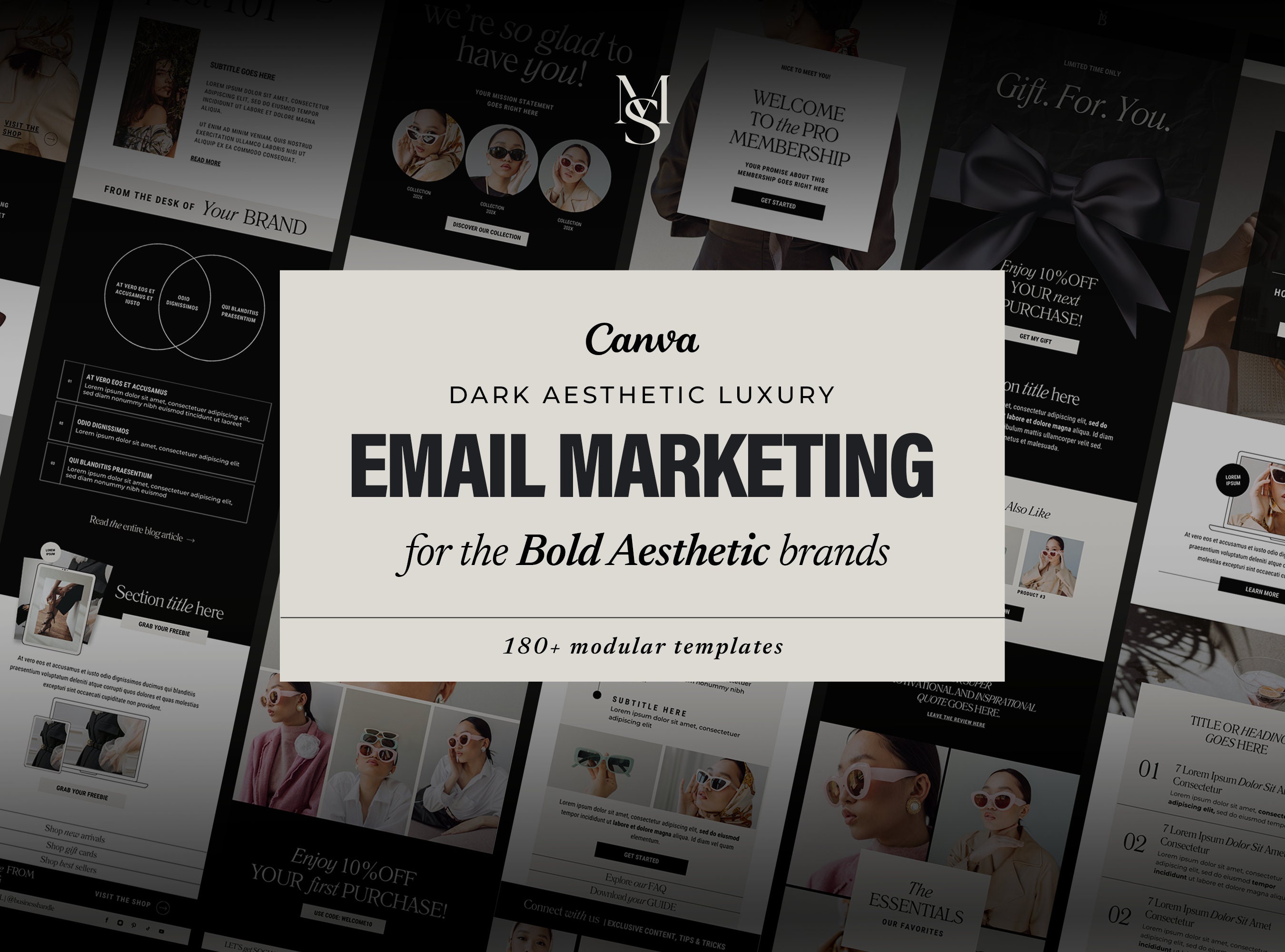 Dark Aesthetic Email Marketing Template Canva, Luxury Email Template ...