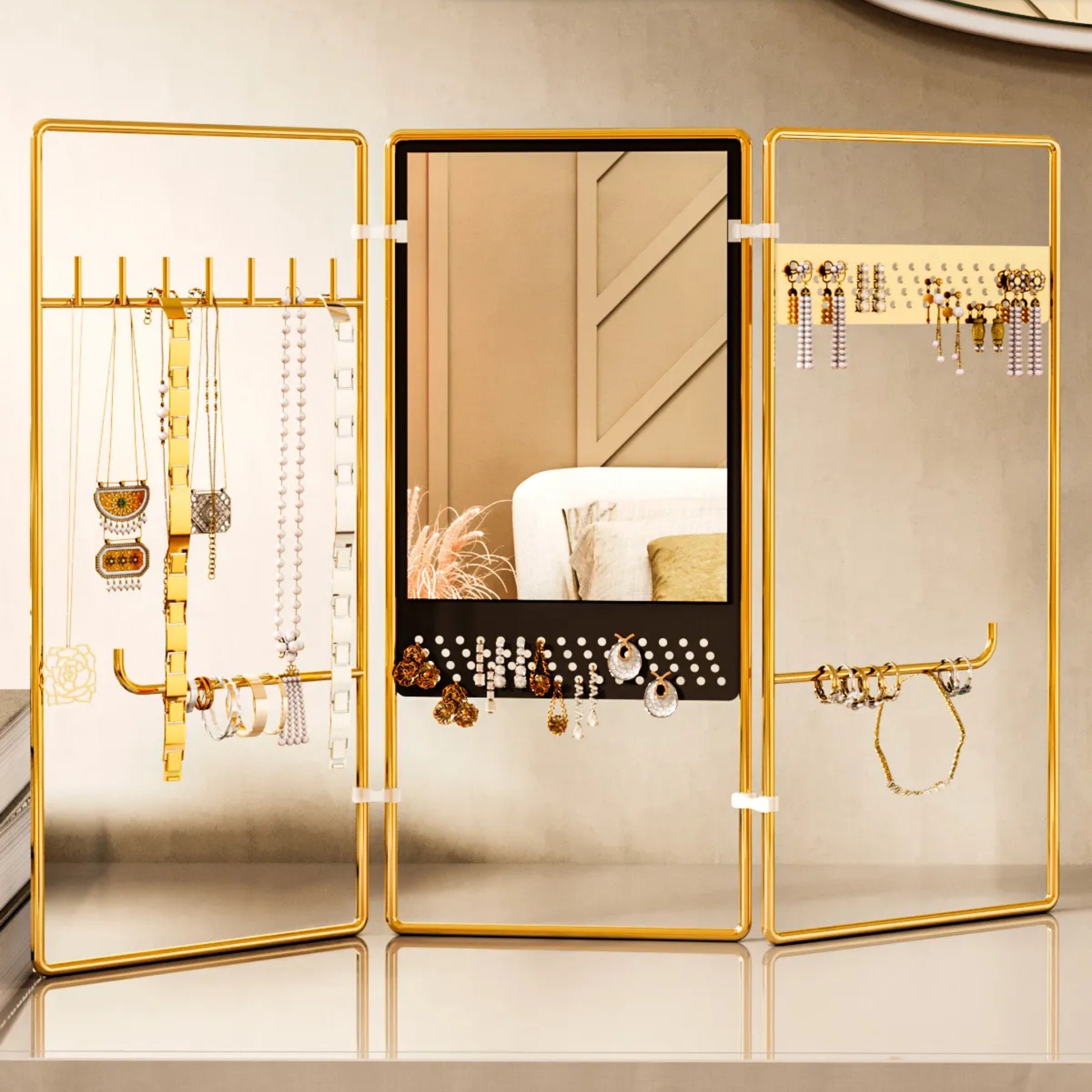 Mirror jewelry hanger store