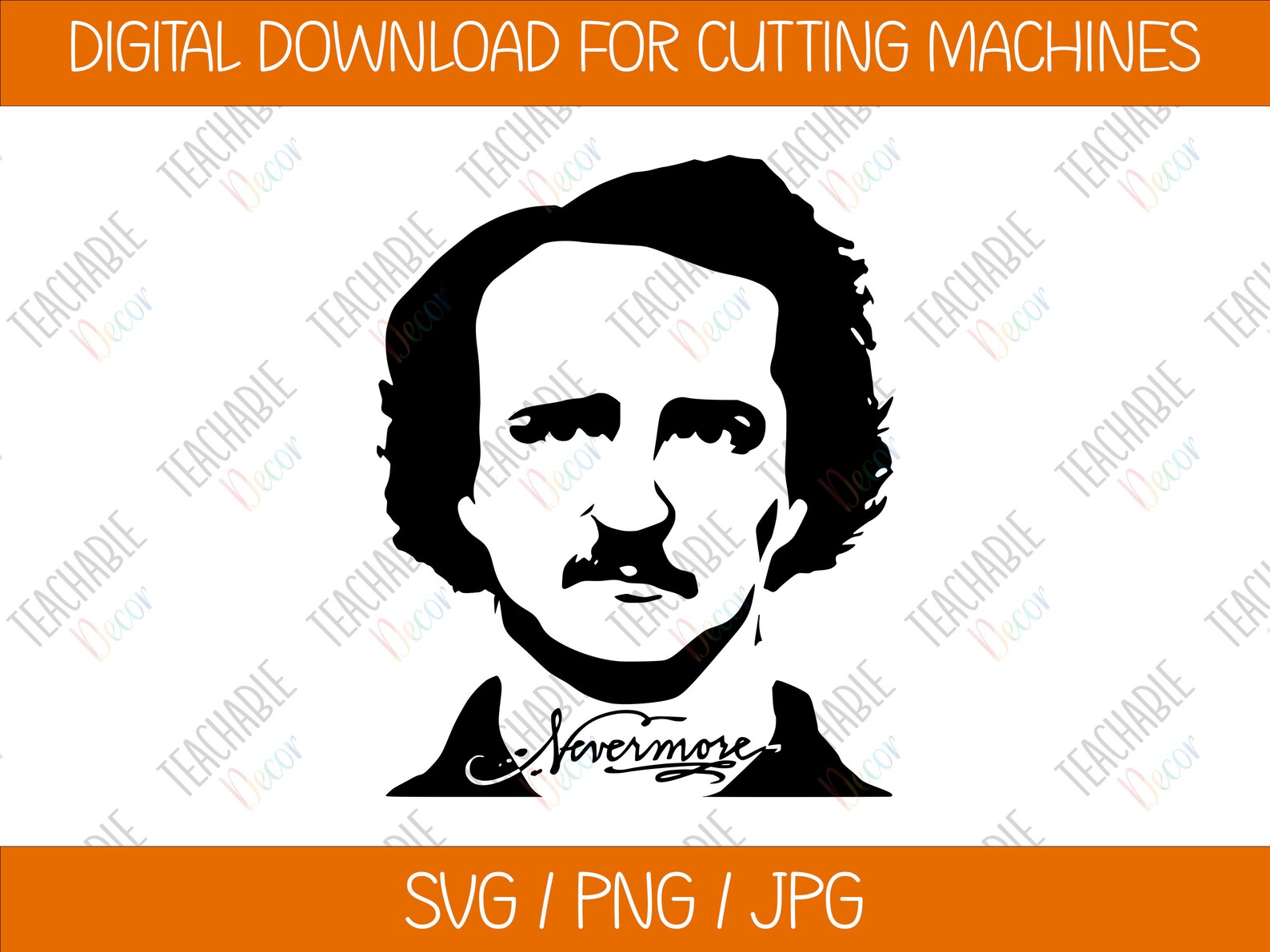 Edgar Allan Poe SVG / Halloween / Digital Download / Literature ...