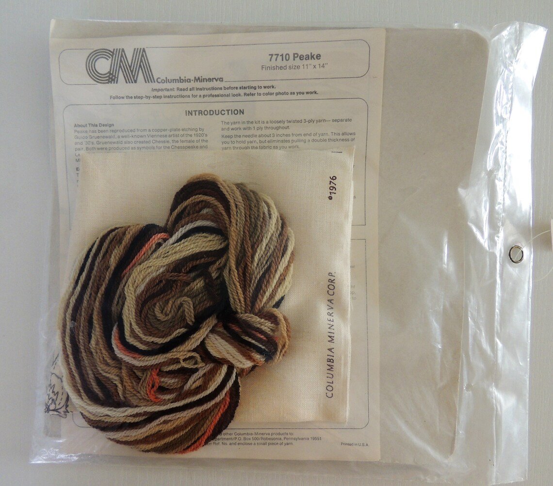 Siamese Cat Crewel Kit by Columbia Minerva 1970s NOS Embroidery Project ...