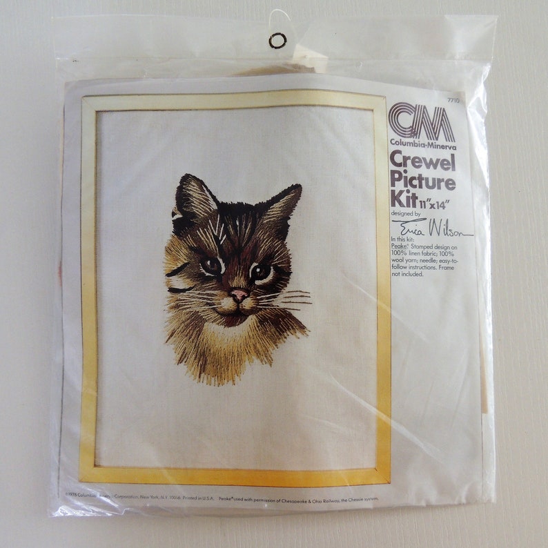 Siamese Cat Crewel Kit by Columbia Minerva 1970s NOS Embroidery Project ...